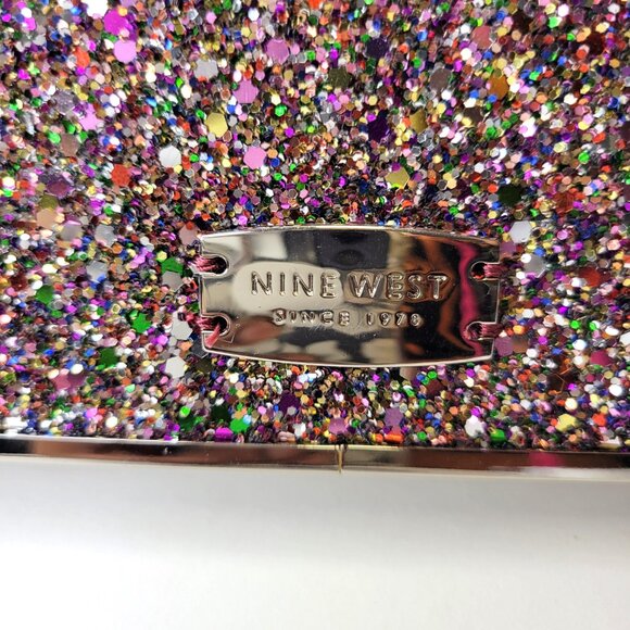Nine West | Bags | Multicolor Glitter Box Clutch Purse Knuckle Duster ...